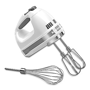 KitchenAid KHM7210WH 7-Speed Digital Hand Mixer with Turbo Beater II Accessories and Pro Whisk - White