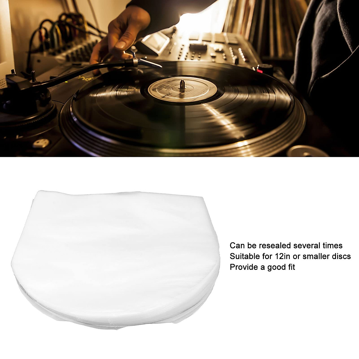 50pcs Record Cover, PE Clear Protective Inner Sheet for 12in LP LD, Anti Static Round Bottom Record Sleeves Protective Bag