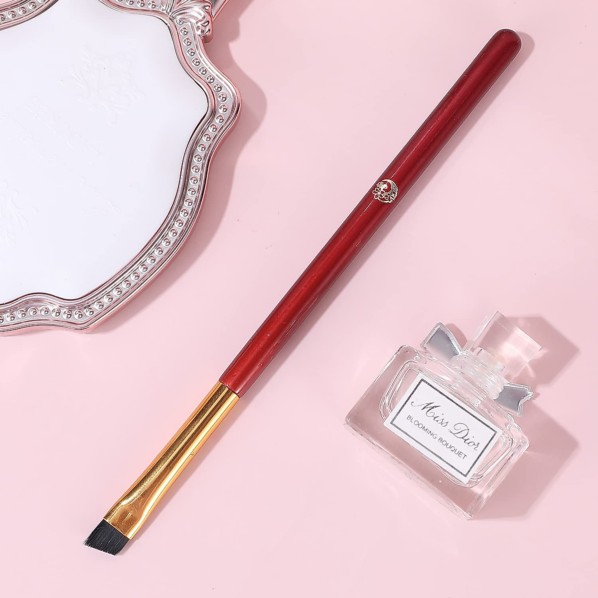 ENERGY Eyebrow Brush Angled Gel Eyeliner Makeup Brush L111 Ultra Thin Slanted Pro Liner Brush Firm Stiff Synthetic Bristles for Cream Brow Defining Applicator Red