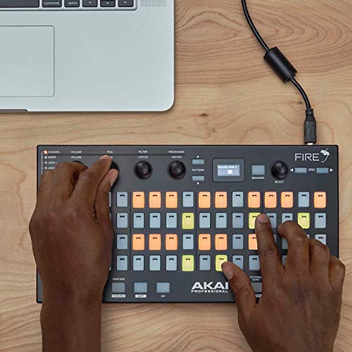 AKAI Professional Fire (Software Bundle) - USB MIDI Controller for FL Studio with RGB Clip / Drum Pad Matrix and FL Studio Fruity Edition Software