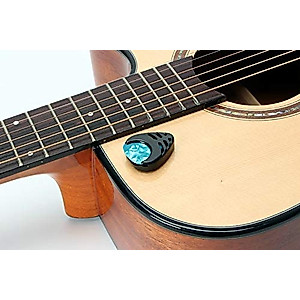 Guitar Picks & Guitar Pick Holder Easy to Paste on the Guitar Suitable for Acoustic Guitar Electric Guitar Bass Ukulele - Stick-on Holder + 10 Guitar Picks(Black Holder)