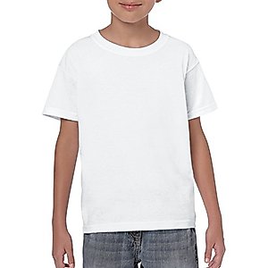 Gildan Youth Heavy Cotton T-Shirt, Style G5000B, 2-Pack, White, Medium