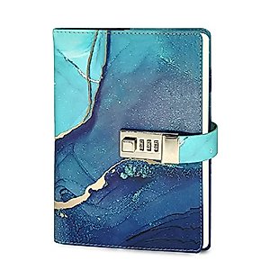 Diary with Lock for Girls and Women 240 Pages Adorezyp Notebook for Girls ages 8-12 - Kids Journals for Writing, Self-Expression & Creativity– Journal with Lock Includes Leather Journal Notebook, Combination Lock (Blue)