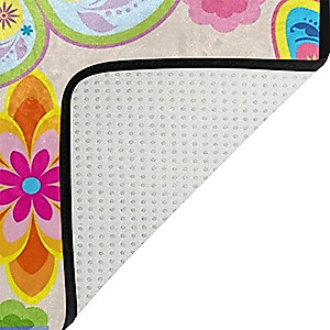 Linomo Area Rug Floral Butterfly Flower Floor Rugs Doormat Living Room Home Decor, Carpets Area Mats for Kids Boys Girls Bedroom 60 x 39 Inches