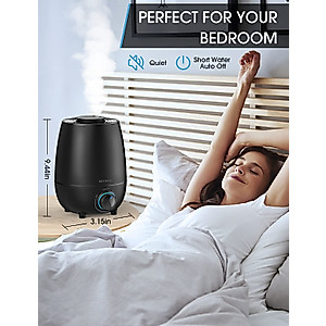 NEW Cool Mist Humidifiers for Bedroom Quiet, Top Fill Ultrasonic Humidifier, Filter Free Air Humidifier for Office, Plants, Nursery, Personal Nightstand Desk Small Room Humidifier(0.79Gal/3L)