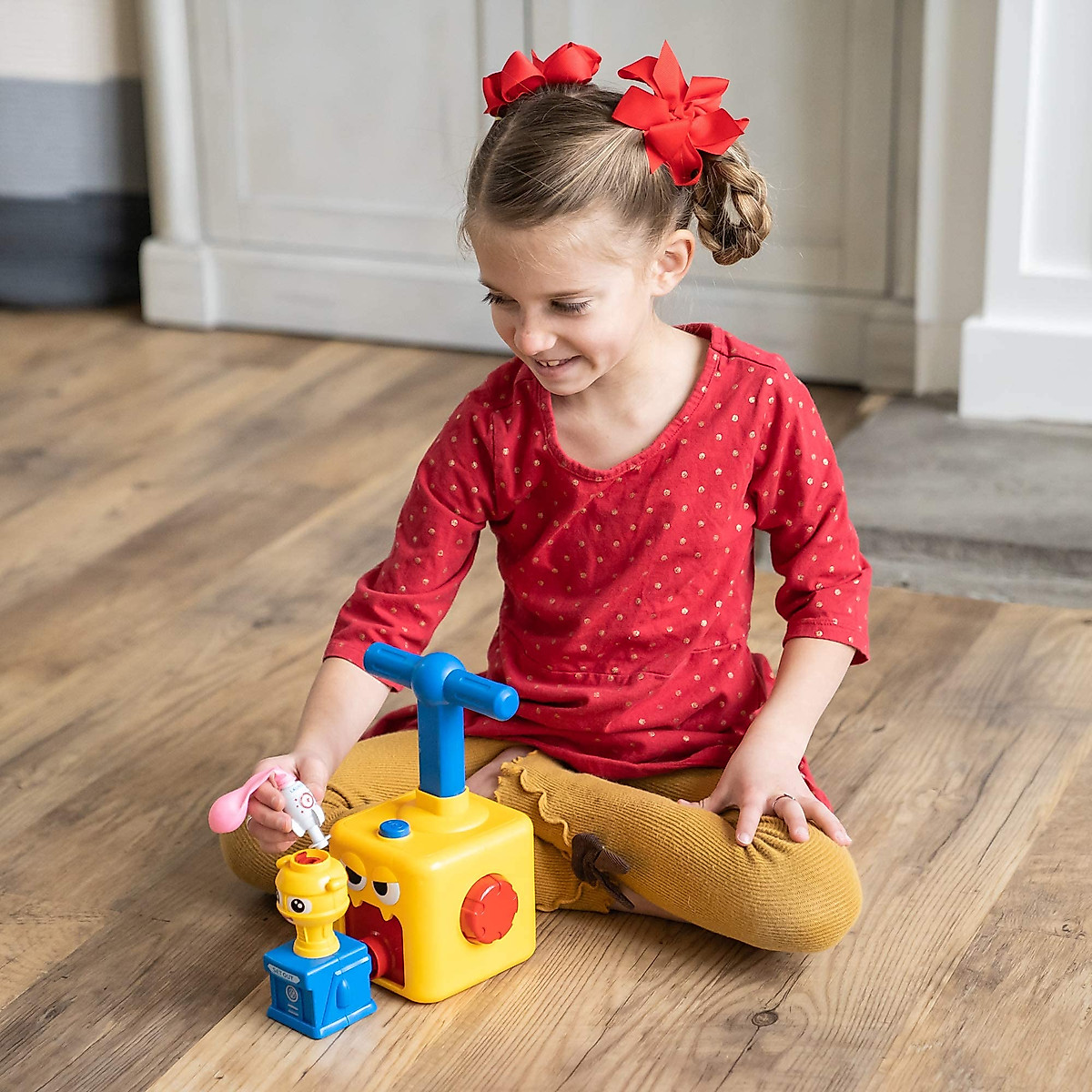 KIDDEO Balloon Launcher Toy Set. 71pcs - Monster Face Pump, 50 Balloons, Rocket Launcher Pad, 12 STEM Toys, incl 4 Balloon Powered Car Toys, 2 Spaceship Toy, 2 Astronaut Figure and More. For Kids 3+