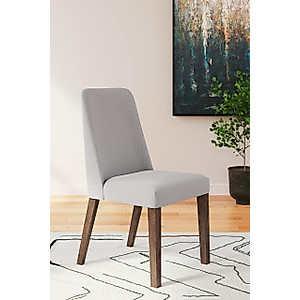 Signature Design by Ashley Lyncott Contemporary Dining Room Upholstered Side Chair with Foam Cushion, Set of 2, Cream & Brown