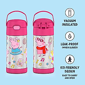 THERMOS FUNTAINER 12 Ounce Stainless Steel Vacuum Insulated Kids Straw Bottle, Peppa Pig & Thermos Replacement Straws for 12 Ounce Funtainer Bottle, Clear, one size (F401RS6)