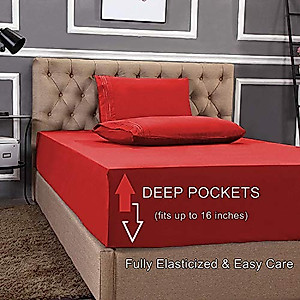 Elegant Comfort ® 1500 Thread Count Egyptian Quality Super Soft WRINKLE FREE & WRINKLE RESISTANT 4 pc Sheet Set, Deep Pocket Up to 18" - All Size and Colors, Queen Beige