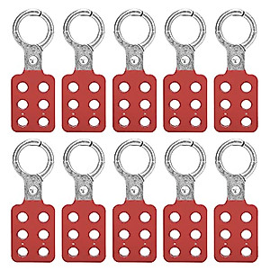Sonew 10pcs Lockout Tagout Hasp, Safety Aluminium Insulation Padlock Hasp for Multiple Management, Insulated Lock Hasp with 6 Holes Interlock, 1in Inside Jaw Diameter