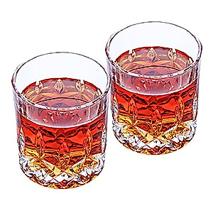 QUMMFA Whiskey Glasses, Set of 8 Cocktail Glasses, 10 OZ Old Fashioned Glasses for Drinking Scotch Bourbon Cognac Vodka Gin Tequila Rum Liquor Rye, Rocks Glasses, Crystal Scotch Glasses