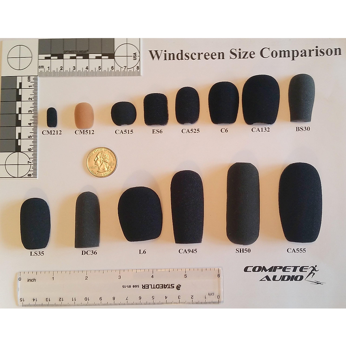 Compete Audio CA525 Small Foam Microphone Windscreens (Microphone Covers) 3-Pack for Telex Airman, Other Headset/Lapel (Lavalier)