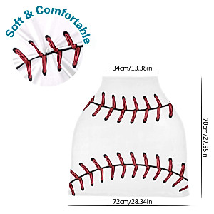 Baby Carseat Cover Canopy Breastfeeding Cover - Softball Baseball Nursing Scarf Breathable Infant Stroller Cover Baby Shower Gifts for Boy&Girl