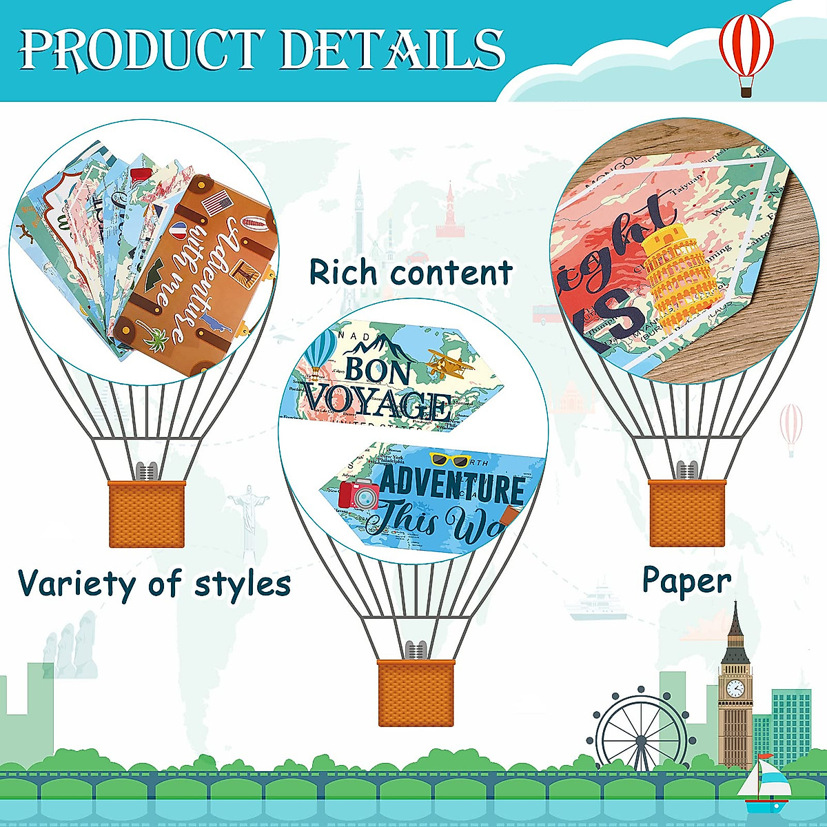 20 Pcs Travel Themed Party Decorations Set Let The Adventure Begin Sign Signs Bon Voyage for Birthday Baby Shower Decorations, 11 x 8 Inch, 5 Inch