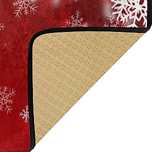 One Bear Christmas Kitchen Rugs and Mats Non Skid Washable Winter Snowflake Red Cushioned Mats AntiFatigue Floor Doormat Farmhouse 39 x 20 inch