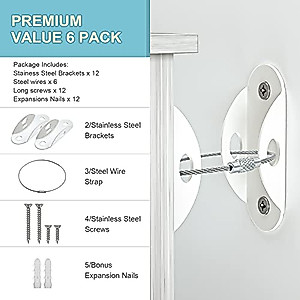 Furniture Anchors (6 Pack) 2023 Upgraded Furniture Straps for Baby Proofing, Secure 400 Pound Furniture Prevent Falling Anti Tip Earthquake Straps for Child Safety