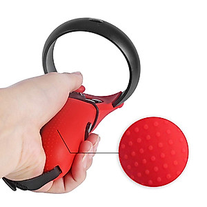 Hooshion 3 Set Handle Non-Slip Silicone Protective Case Joystick Cap Anti-Drop Leather Hand Strap for Oculus Quest/Rift S VR Headset (Blue)