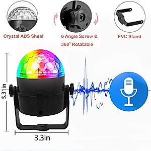 Disco Ball DJ Party Lights, Sound Activated Disco Lights with Remote Control 7 Colors RGB Projection Effects for Party Holiday KTV Bar Wedding Christmas Karaoke DJ Club