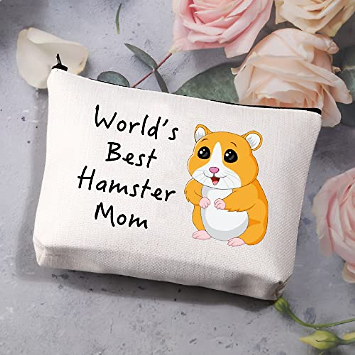 BDPWSS Hamster Makeup Bag World's Best Hamster Mom Hamster Lover Gift Hamster Mom Gift (hamster mom best)