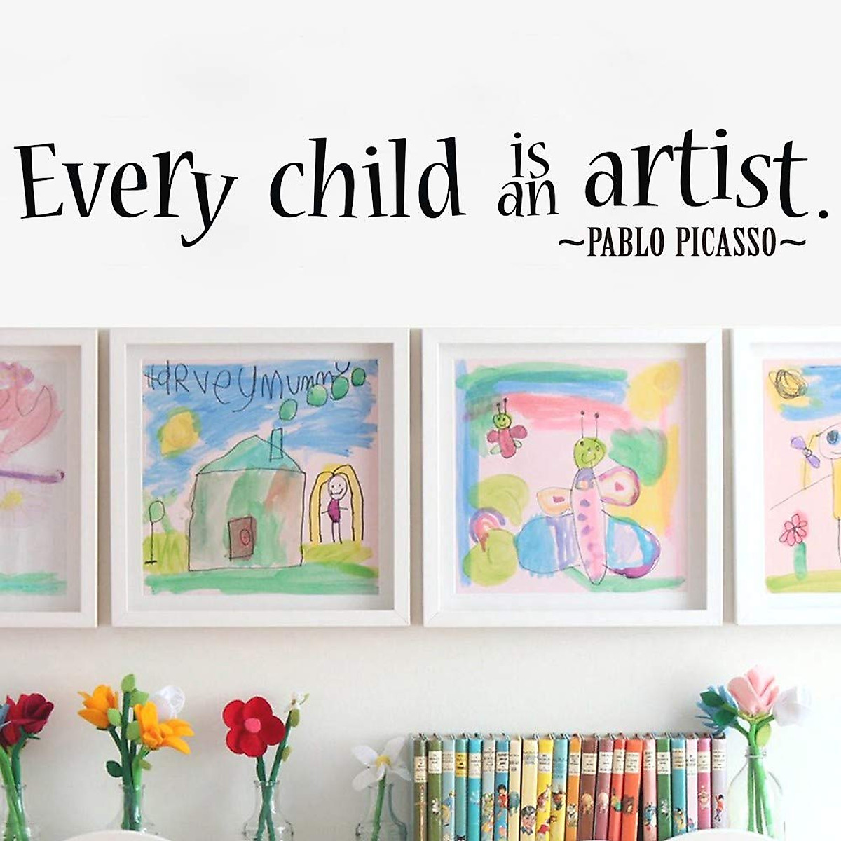 Every Child is an Artist Baby Room Wall Decals Peel and Stick Inspirational Quotes Removable Vinyl Wall Art Lettering Picasso Saying Nursery Decor