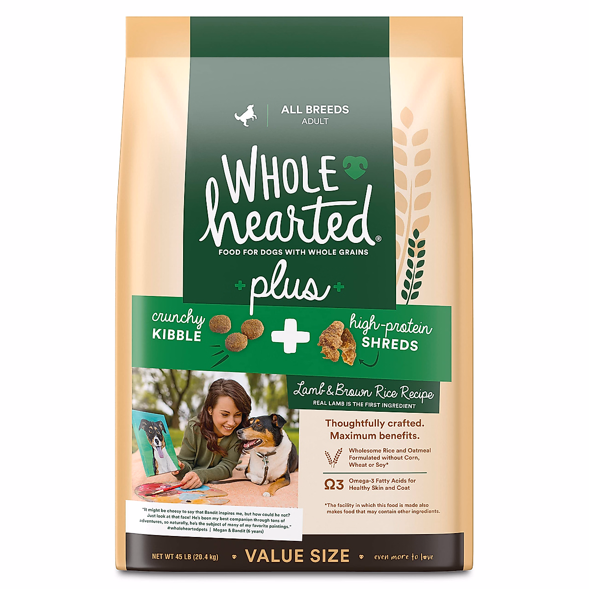 WholeHearted Plus Lamb & Brown Rice Recipe with Whole Grains Dry Dog Food 45 lbs.