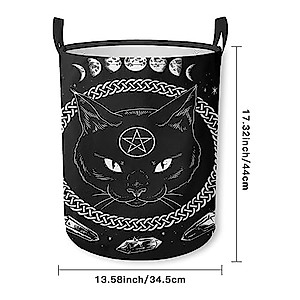 Laundry Basket Witch Wiccan Gothic Moon Phase Witchcraft Cat Laundry Hamper Foldable Storage Basket for Bathroom Room Home Decor