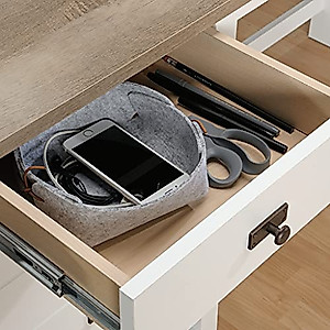 Sauder Cottage Road L-Desk, L: 65.11" x W: 58.66" x H: 29.76", Soft White Finish