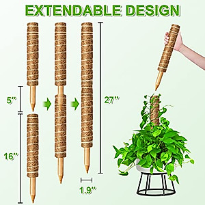 [6 Pack] 94'' Moss Pole, Moss Pole for Plants Monstera, Plant Support Stakes for Indoor Climbing Plants, Monstera Stakes Coco Coir Pole for Potted Plants with 12 Pcs Plant Labels and 100 Pcs Ties