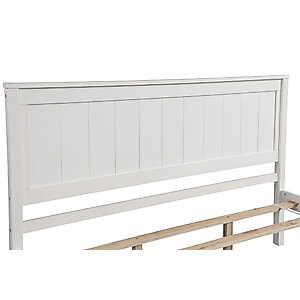 Aiuyesuo Modern Queen Size Platform Bed with Headboard, Wooded Platform Bed Frame with Strong Wood Slat Support, No Box Spring Needed, Easy Assembly (White-YU0OW)