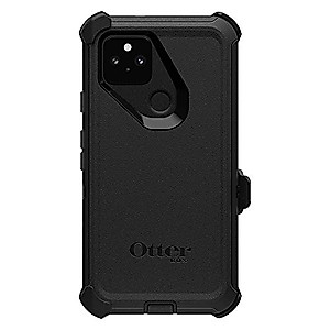 OtterBox Google Pixel 5 Defender Series Case - BLACK, rugged & durable, with port protection, includes holster clip kickstand