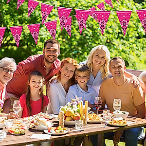 5 Pack Western Cowgirl Bandana Pennant Banner Rose Red Wild West Party Accessory for Western Cowgirl Themed Party Decoration, 10.8 x 7.5 Inch, Rose Red