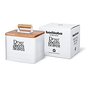 Bodoobo Dryer Sheet Holder for Better Laundry Room Organization Supplies - Dispenser Bin and Practical Decor for Storage - Rustic Farmhouse Design with Practical Wooden Container Lid
