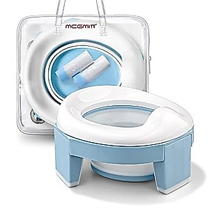Portable Potty Training Seat for Toddler Kids - Foldable Training Toilet for Travel with Travel Bag and Storage Bag, Potty Training Toilet for Outdoor and Indoor Easy to Clean(Blue) by MCGMITT