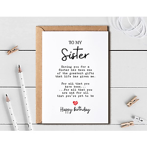 To My Sister - Sister Birthday Card - Sister Is The Greatest Gifts In My Life - Birthday Card For Sister - Gift For Sister Card- Christmas Gifts For Sister