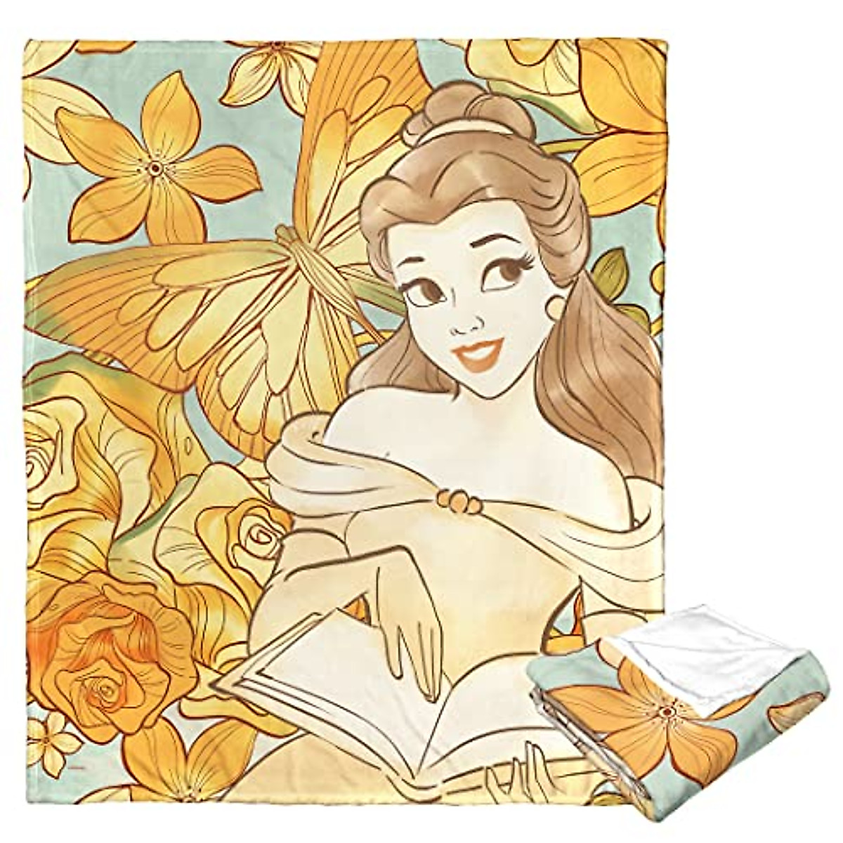 Northwest Beauty & The Beast Silk Touch Throw Blanket, 50" x 60", Floral Fantasy Belle