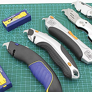 MANUFORE Hook Utility Knife Blades Dispenser Heavy Duty Blades SK5 Steel 40 pack