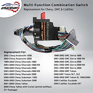Multi-Function Turn Signal Switch Wiper Control | Replacement for 1999-2002 Chevy Silverado Avalanche Tahoe Suburban & GMC Sierra Yukon | Replaces# 26100839, 3441937, CBS-1038