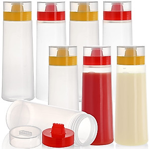 Peohud 8 Pack 10oz Porous Squeeze Bottles, Leak Proof Condiment Container for Sauce, Refillable Typical Ketchup Mustard Squeeze Bottle For Salad Dressings, BBQ, Picnic, Pancake Art