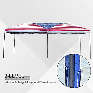 Outsunny 10' x 20' Heavy Duty Pop Up Canopy with 6 Sidewall Mesh Netting, Outdoor Party Event Tent with Oxford Fabric Roof for Backyard Garden Patio, American Flag