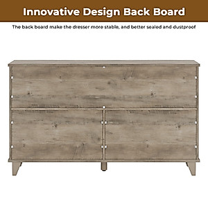 Hasuit Farmhouse 6 Drawers Dresser for Bedroom, Retro Chest of Drawers with Sliding Barn Door, Bedroom Long Storage Dressers Organizer, Rustic Oak