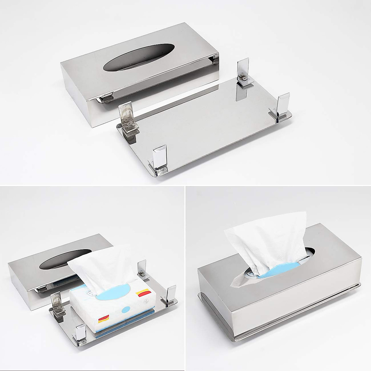 kimzcn Rectangular Tissue Box Cover - Stylish Stainless Steel Paper Facial Cover, Modern Metal Tissue Box Holder for Bedroom/Bathroom/Vanity/Countertop/Office, Polished Finish