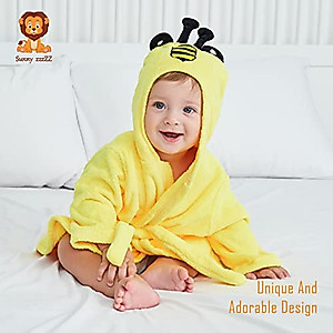 Sunny zzzZZ 2 Pack Unisex Baby Plush Animal Face Robe for 0-9 Months - Neutral Design Softest Newborn Clothes for Boys and Girls - Baby Essentials Registry Search Gifts - Cute Bee and Happy Elephant