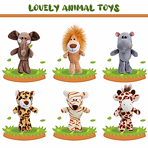 Sumind 12 Pieces Mini Stuffed Forest Animals Jungle Animal Plush Toys 4.8 Inch Cute Elephant Lion Giraffe Tiger Plush for Animal Themed Parties Achievement(Standing)