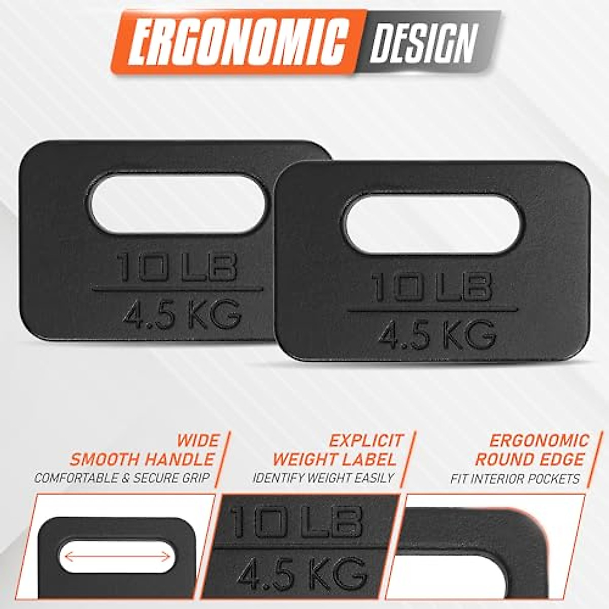 Yes4All Cast Iron Ruck Plate, Weighted Plate for Rucking, Swings, Squat, Strength Training, Fitness Workout, and Home Exercises - 10LBS