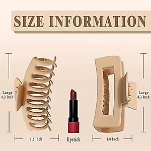 10 Pack 4.4" Large Hair Clips,Claw Clips,Hair Clips for Women & Girls,2 Styles 5 Colors Internal tooth design Strong Hold Matte Claw Hair Clips for Women Thick Hair & Thin Hair, 90's Vintage Hair Clip