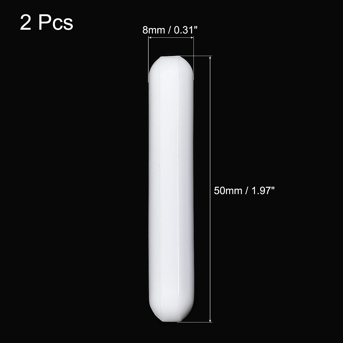 MECCANIXITY Magnetic Stirrer Mixer Stir Bar Rod 50mm(1.97") Cylinder Shape PTFE Coating Magnet White for Laboratory Pack of 2