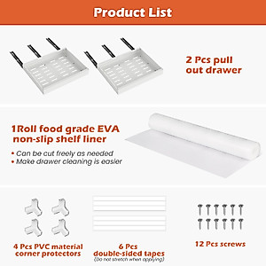 2 Pack Pull Out Cabinet Organizer, 16.5" Deep Expandable(12.6"-20.5") Pull Out Drawers for Cabinets, Heavy Duty Slide Out Drawers for Kitchen Cabinets
