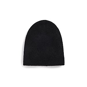White + Warren Women's Cashmere Plush Rib Beanie, Black, One Size