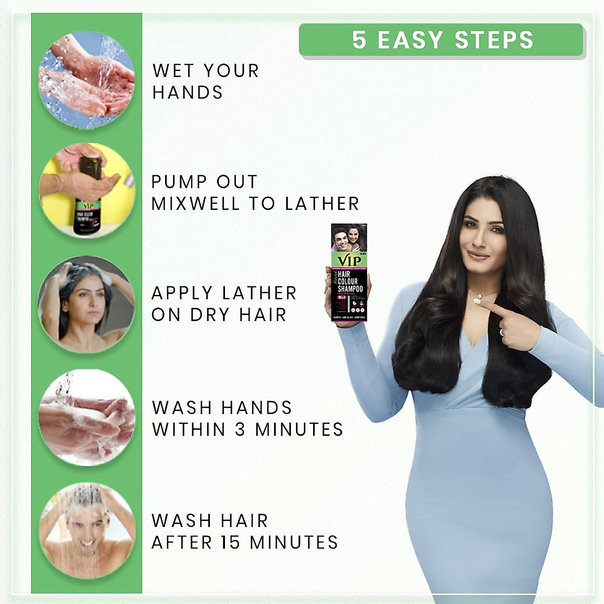 VIP 3 in 1 Hair Color Shampoo (180 ml / 6.08 fl oz)