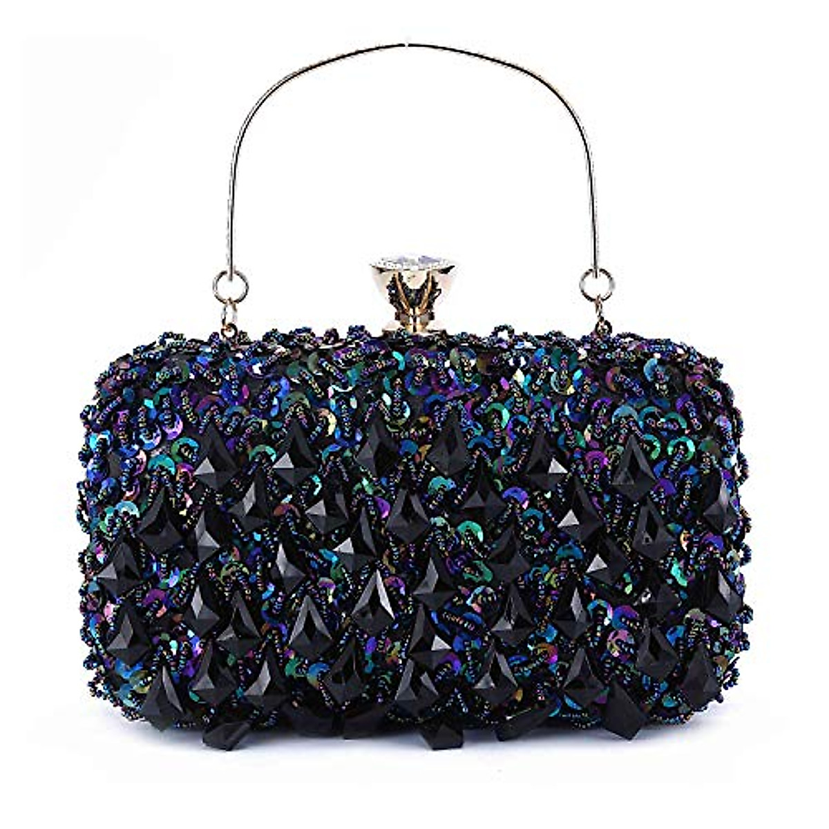 UBORSE Women Clutch Wedding Purse Rhinestone Crystal Beaded Bags Cocktail Party Bridal Prom Handbag for Women (Blue)